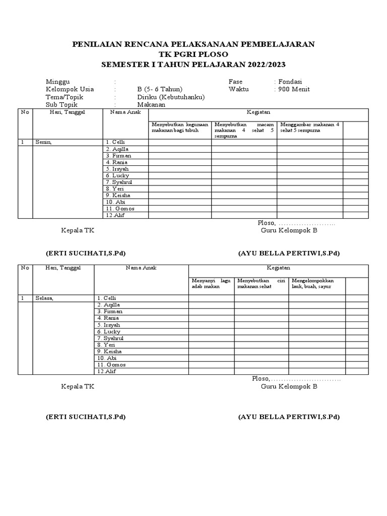 Penilaian Harian Kelompok B | PDF