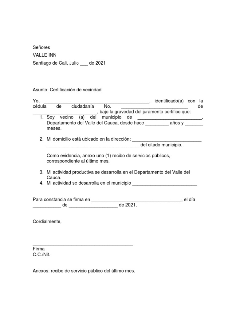 1099356-Modelo de Certificado Vecindad | PDF