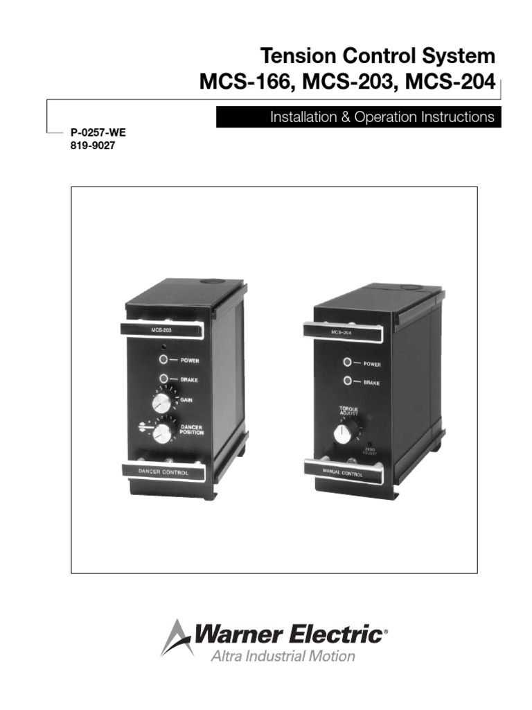 Tension Control System MCS-166, MCS-203, MCS-204: Installation & Operation Instructions | PDF ...