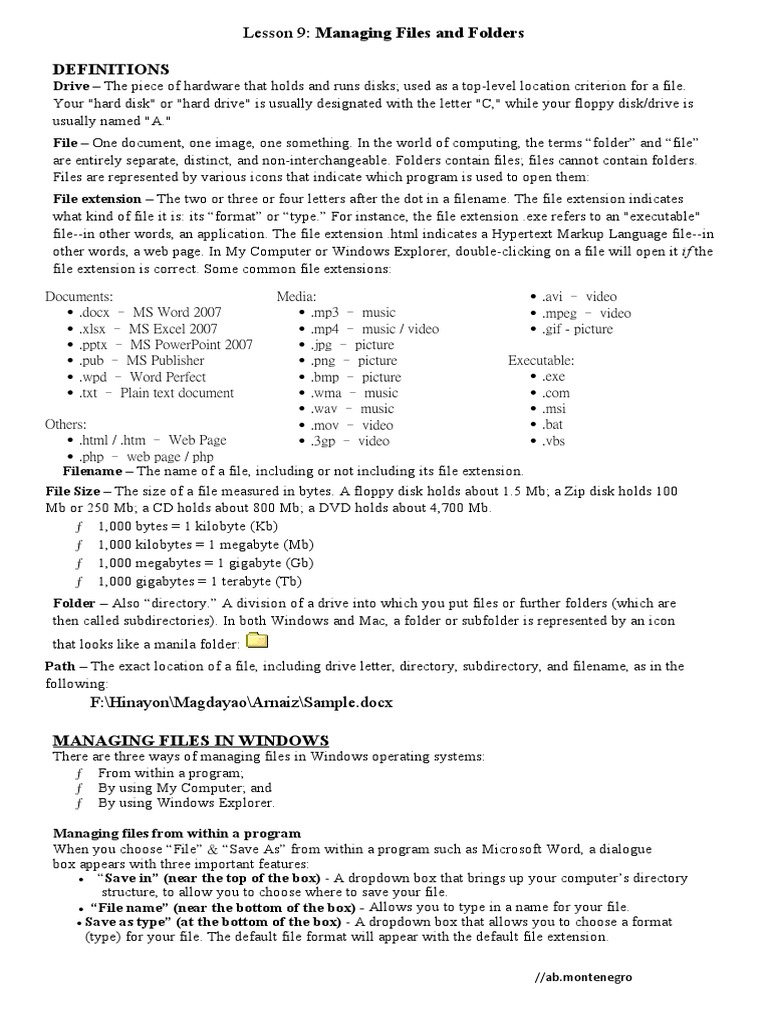 ICF I Lesson 9 | PDF | Computer File | Window (Computing)