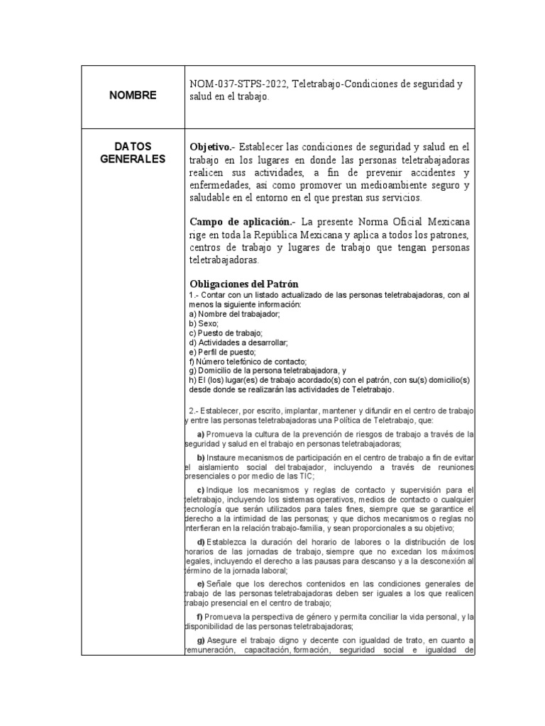 Nom 037 Stps | PDF | Factores humanos y ergonomía
