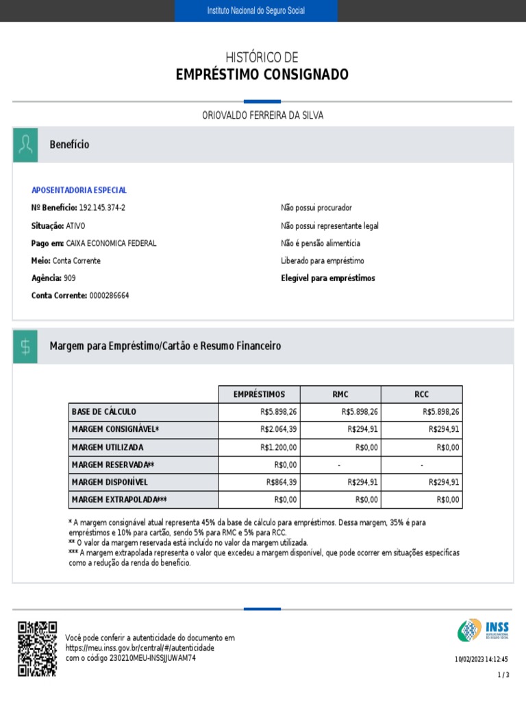 Extrato Emprestimo Consignado Completo 100223 | PDF | Empréstimos | Direito Privado