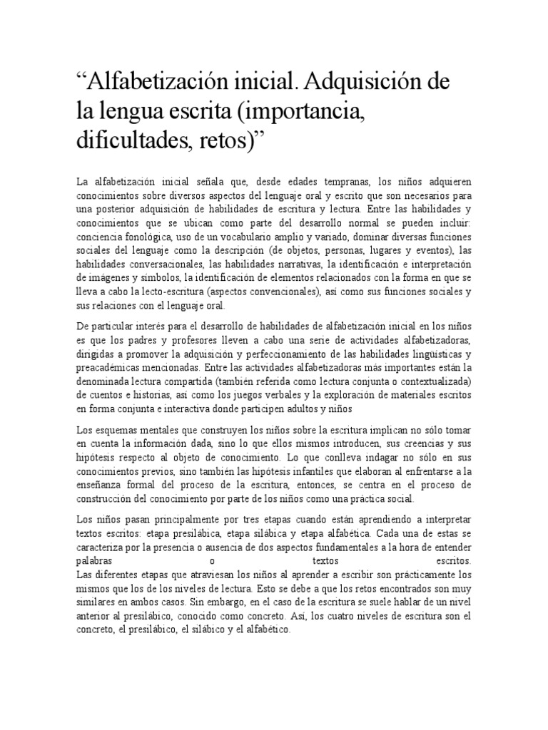 Alfabetización Inicial | PDF | Aquisición de idioma | Literatura