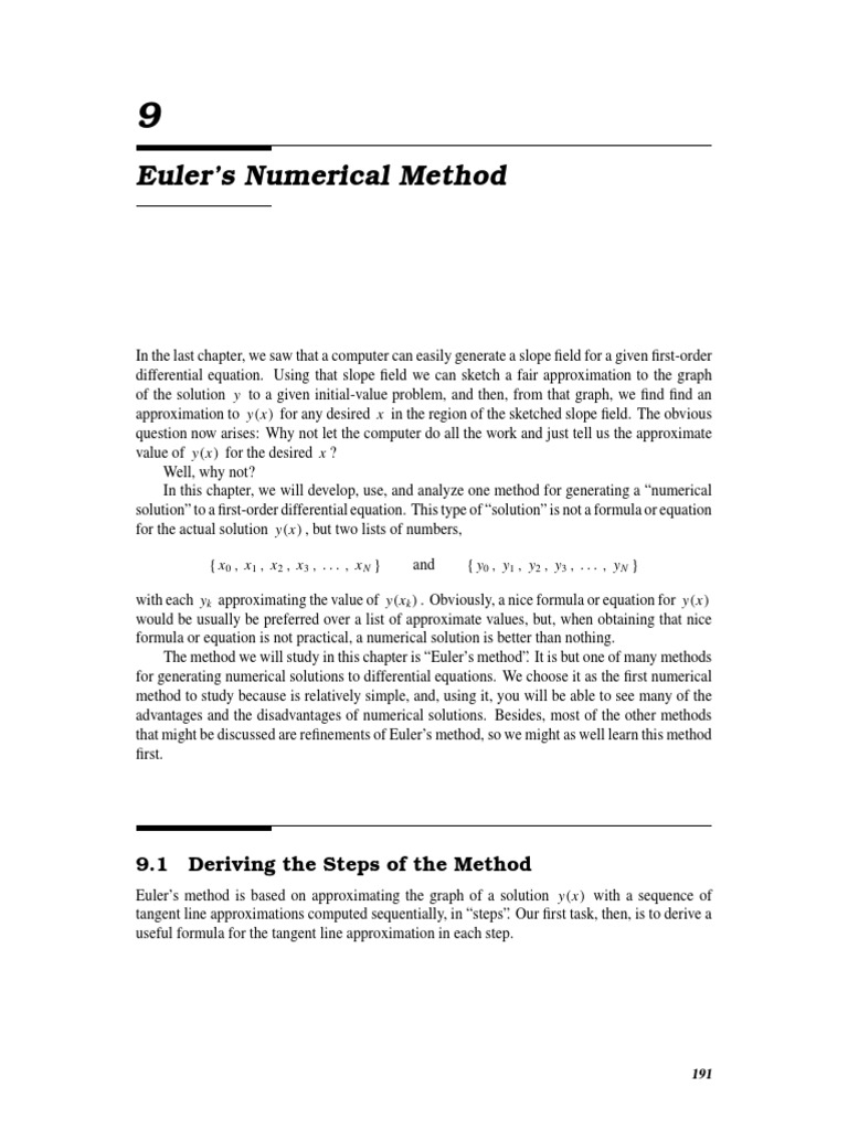 Euler Method Review | PDF | Numerical Analysis | Tangent