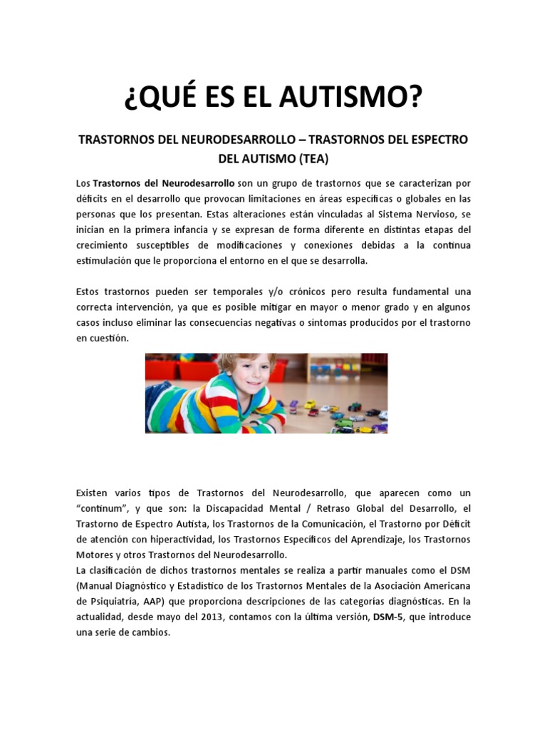 Tipos y criterios del autismo TEA | PDF | Espectro autista | Trastornos ...