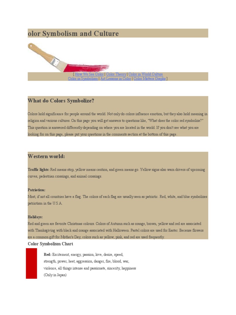 Color Symbolism and Culture | PDF | Color | Red