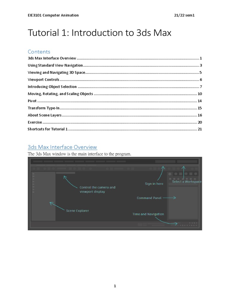 Tutorial - Introduction To 3ds Max - 2122 | PDF | Cartesian Coordinate ...