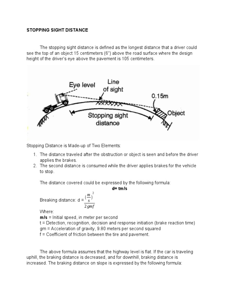 Stopping Sight Distance | PDF | Road | Transport