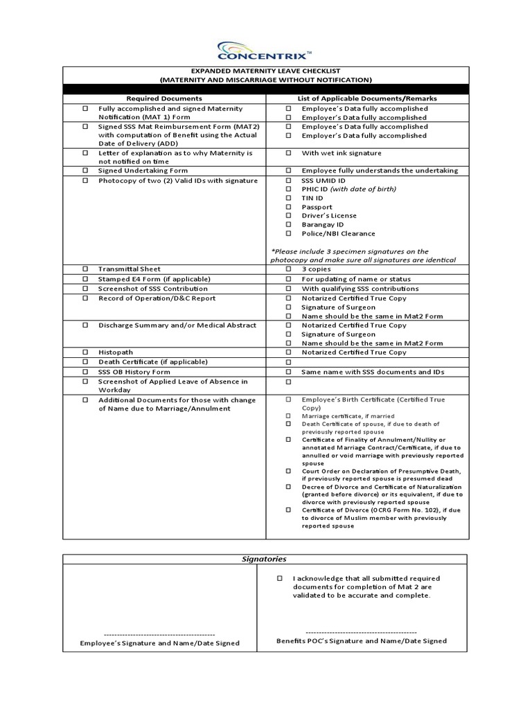Expanded Maternity Leave Checklist Maternity and Miscarriage Without ... Expanded Maternity Leave Checklist Maternity and Miscarriage Without ...