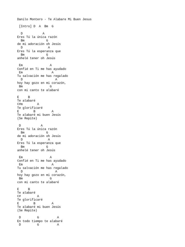 Danilo Montero - Te Alabare Mi Buen Jesus | PDF