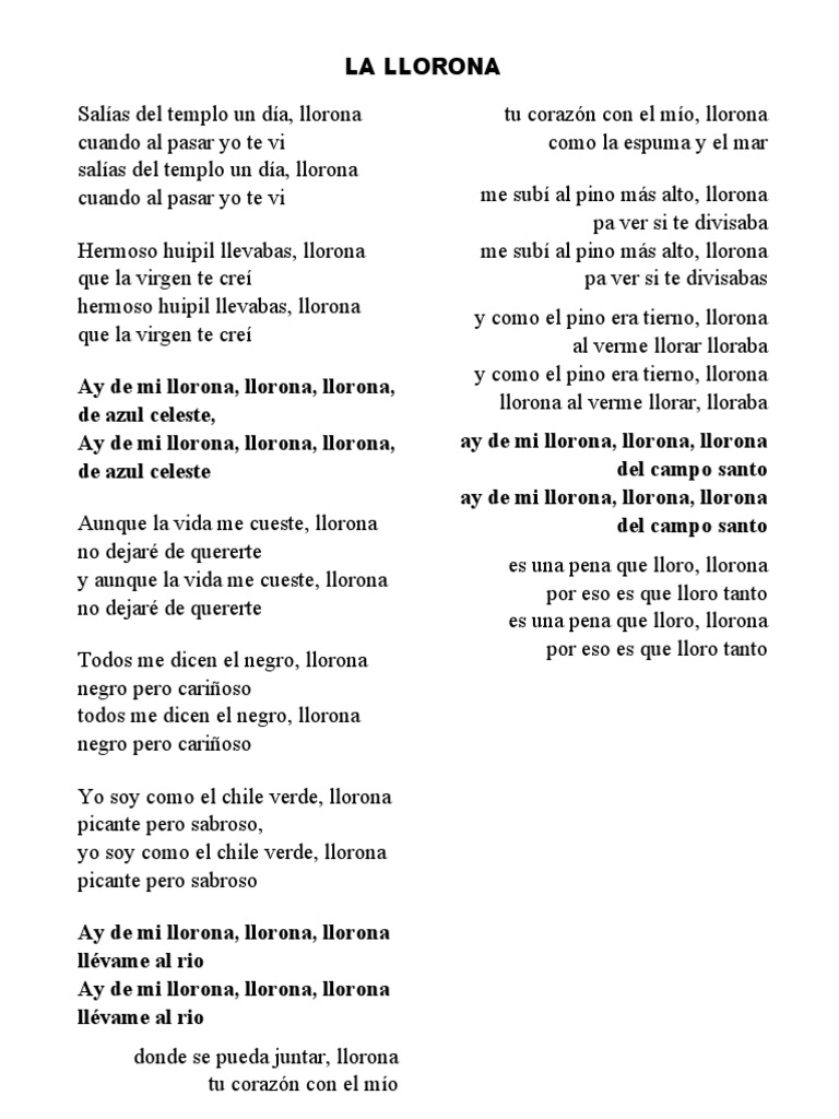 Letra La Llorona | PDF