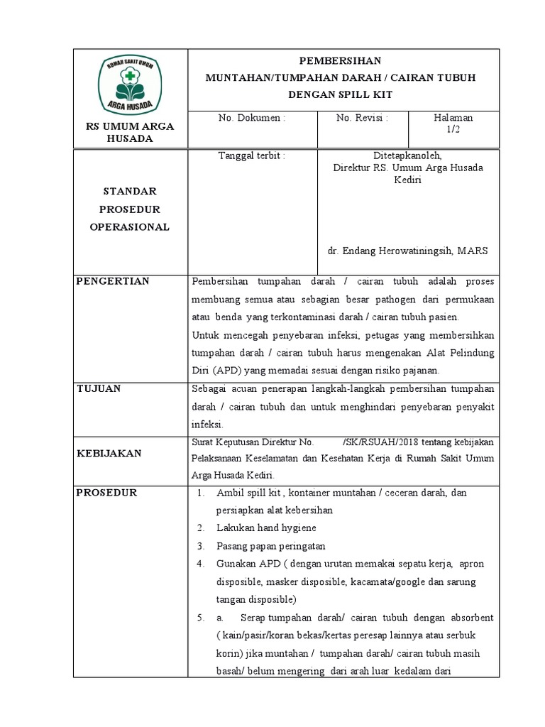 Spo Ppi Arga Spill Kit Muntahan Pdf