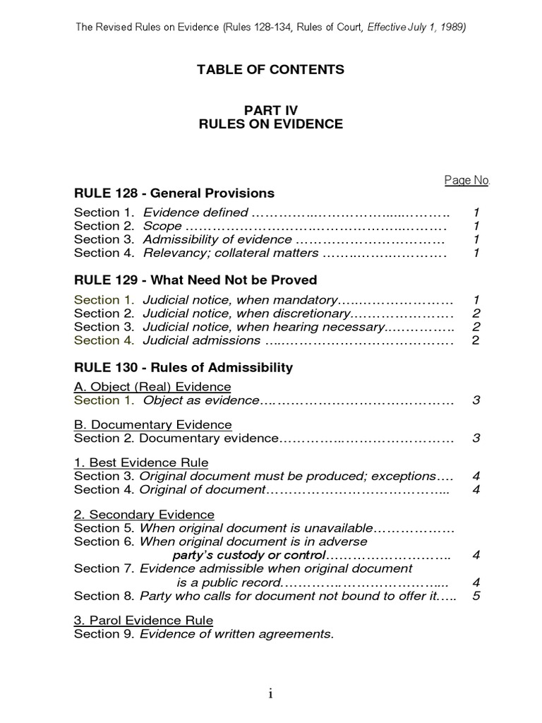 Revised Evidence Rules 128-134 Overview | PDF | Evidence (Law) | Witness