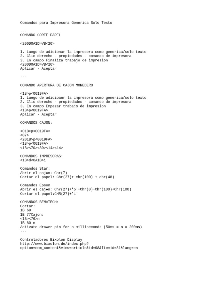Comandos Generica Solo Texto | PDF
