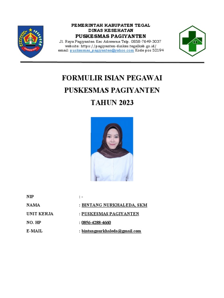 Formulir Isian Pegawai - Pusk. Pagiyanten 2023 | PDF