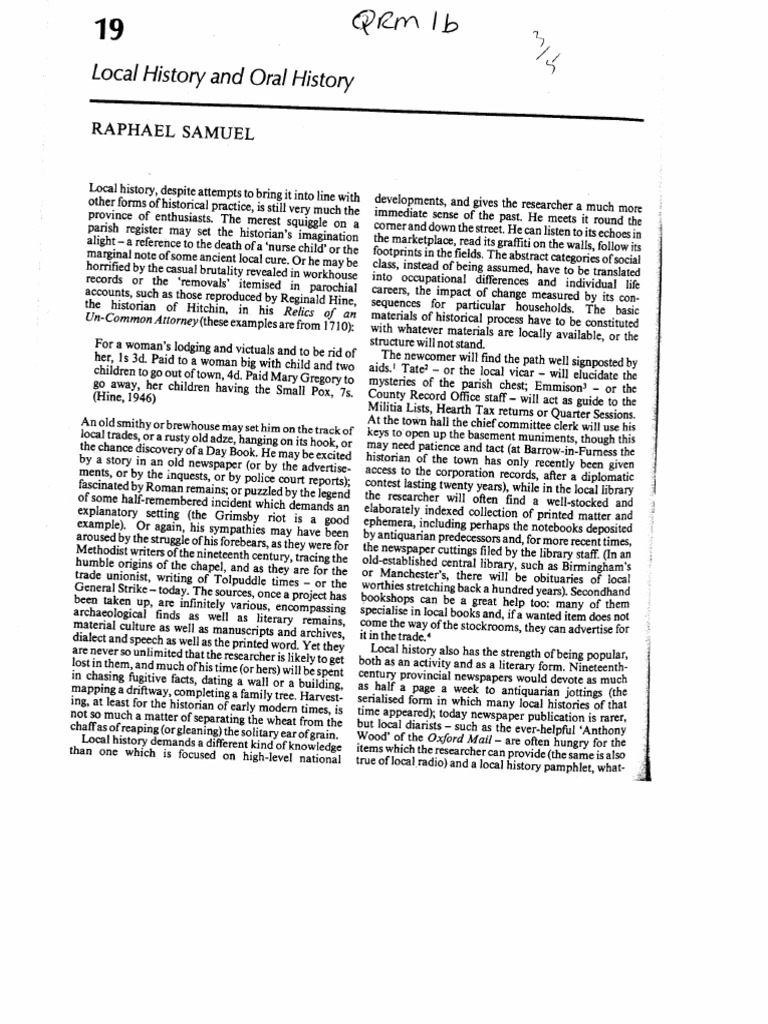 Local History and Oral History | PDF