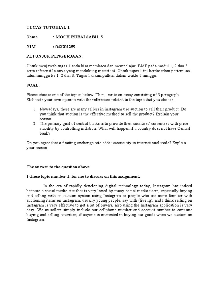 Tugas 1 Bahasa Inggris Niaga | PDF