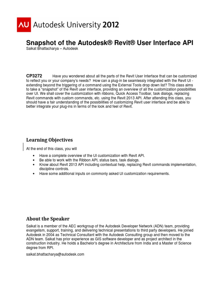 cp3272 Snapshot of The Autodesk Revit User Interface Ui Api v1 ... cp3272 Snapshot of The Autodesk Revit User Interface Ui Api v1 ...