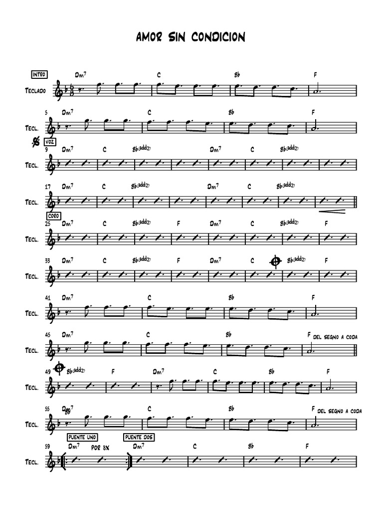 AMOR SIN CONDICION EN DM - Partitura Completa | PDF
