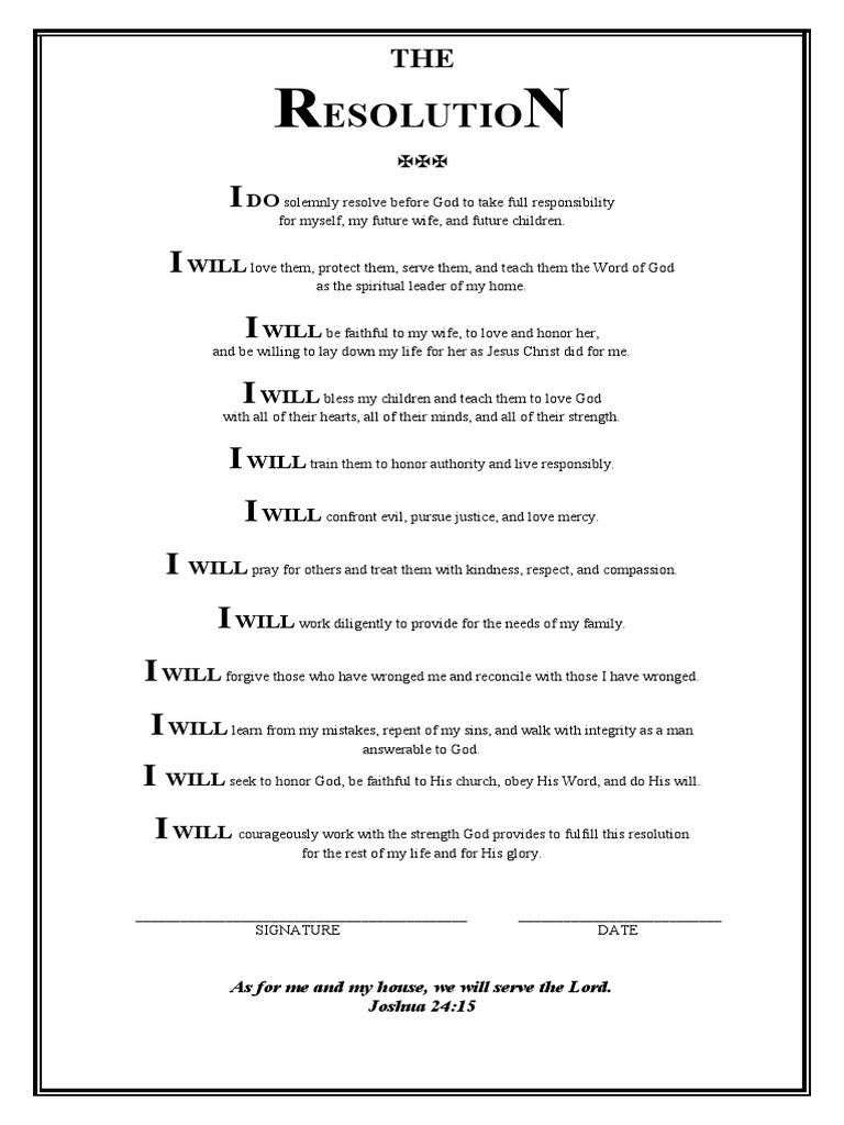 THE RESOLUTION (For Single Men) | PDF