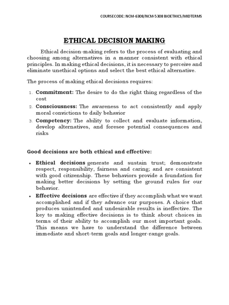 Ethical Decision-Making in Bioethics | PDF | Justice | Crime & Violence