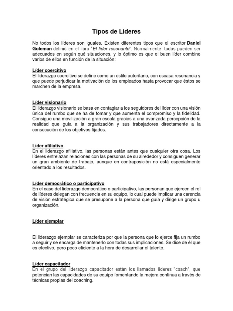 Estilos de Liderazgo: Coercitivo y Capacitador | PDF | Liderazgo