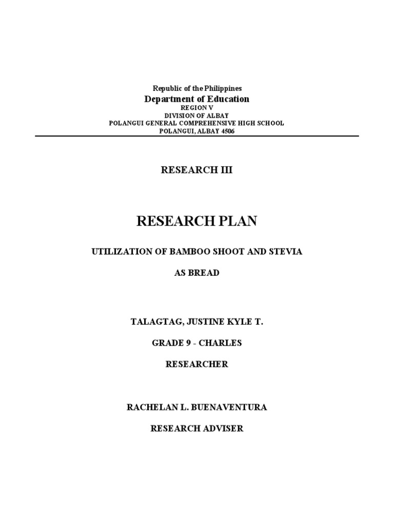 Research Plan Format 3 | PDF | Breads | Sugar Substitute