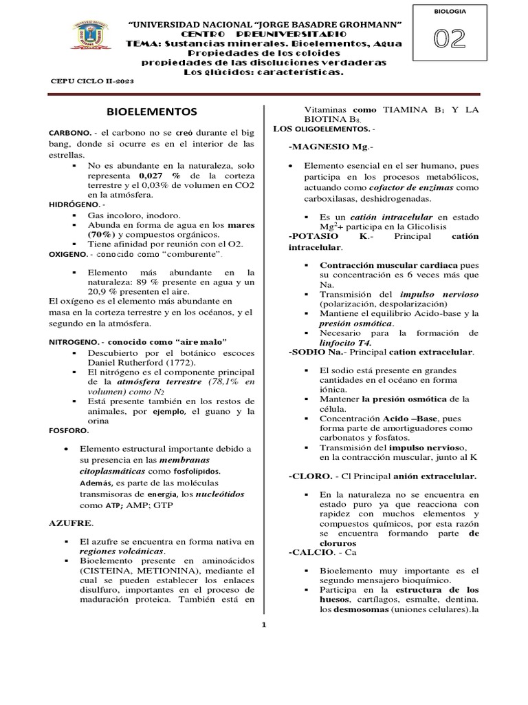 Practica N°02 Biología - Con Claves | PDF | Coloide | Agua