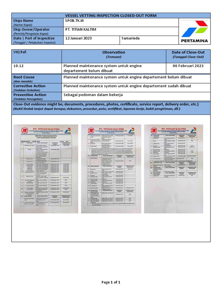 Sistem Pemeliharaan Terencana Kapal | PDF