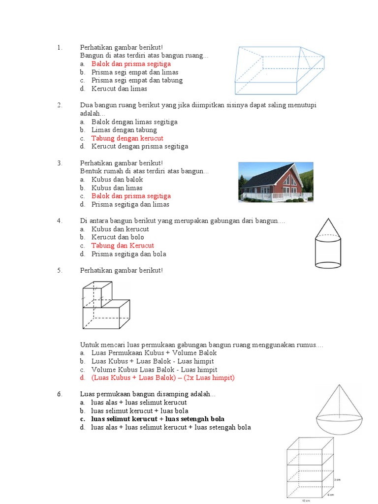 Soal Matematika Gabungan Bangun Ruang | PDF