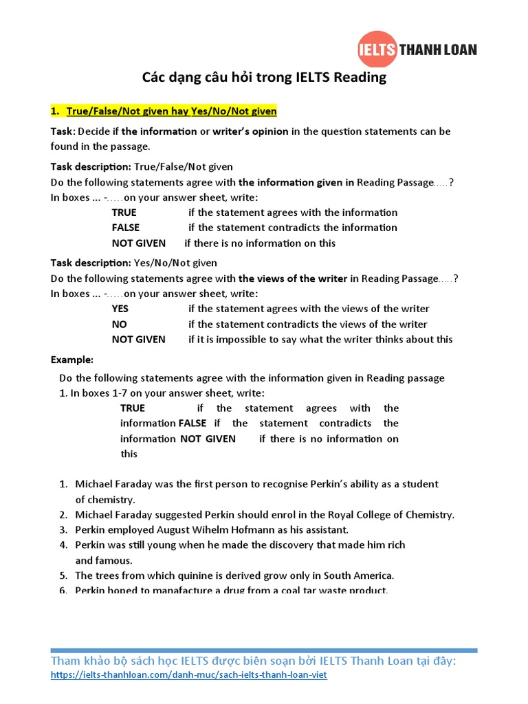 IELTS Reading Question Types Guide | PDF | Grammar | Science