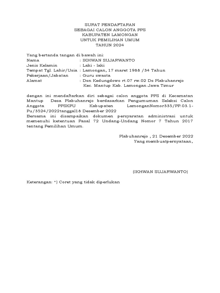 Surat Pendaftaran | PDF