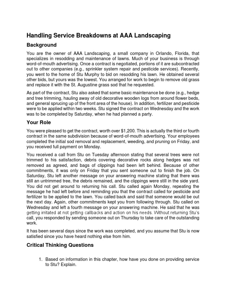 Service Breakdown | PDF | Lawn | Horticulture