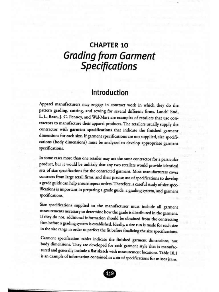 Grading From Garment Specifications | PDF