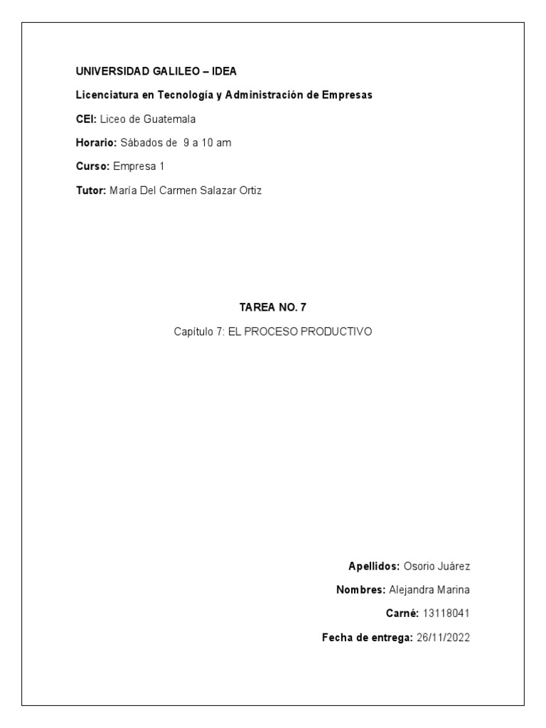 Empresa 1 Tarea 7 | PDF | Calidad (comercial) | Economias