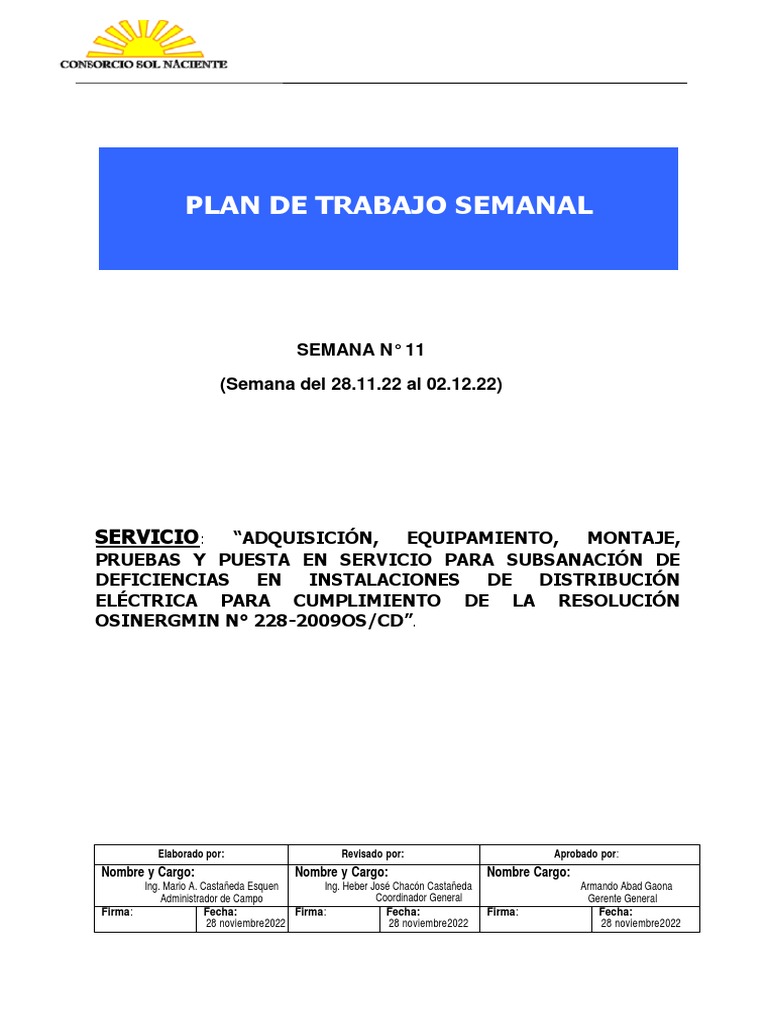 Plan Trab Semanal 28-11-22 Al 02-12-22 | PDF