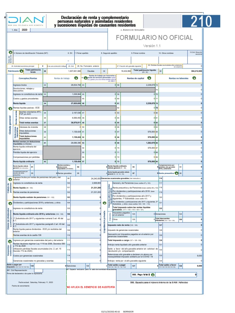 Formato 210 Renta Persona Natural | PDF | Economias | Finanzas del gobierno