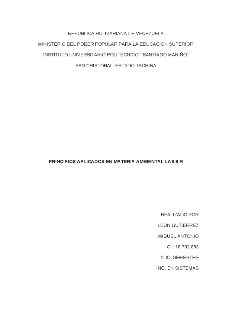 Principios Aplicados en Materia Ambiental Las 6 R | PDF | Residuos ...
