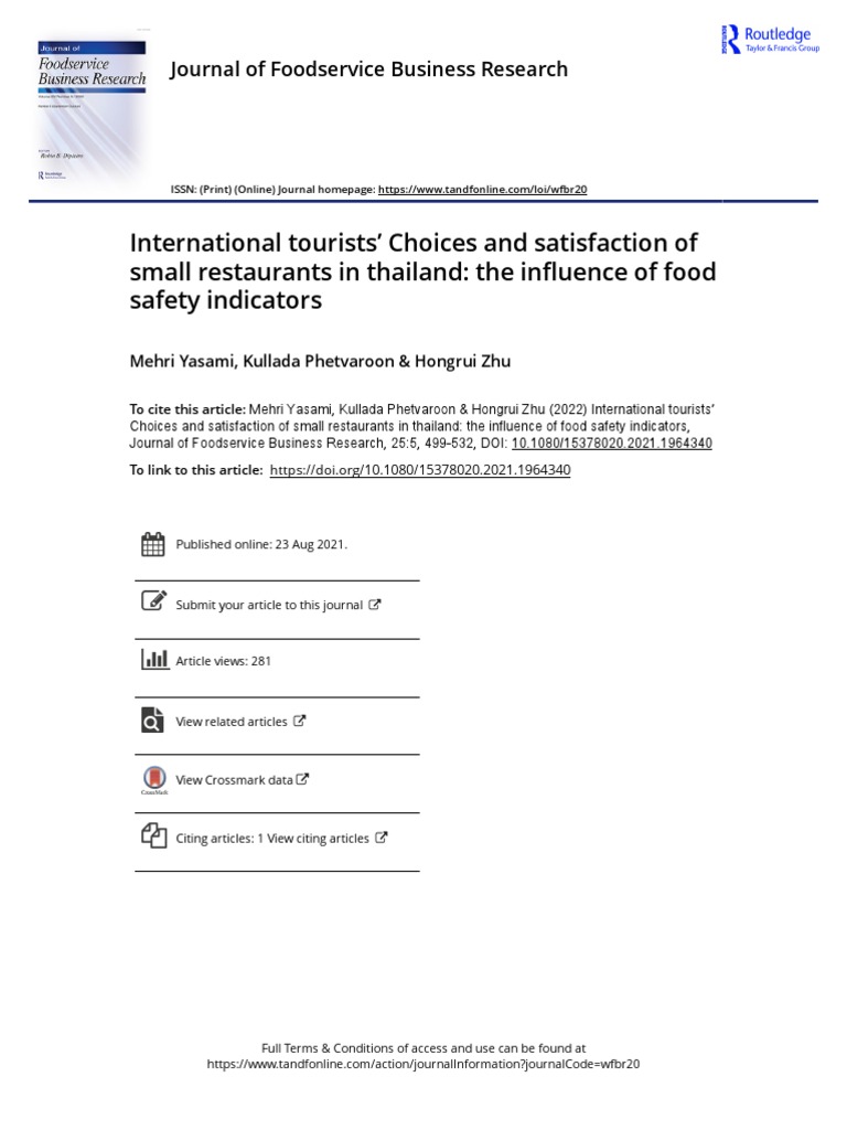International Tourists Choices and Satisfaction of Small Restaurants in ...