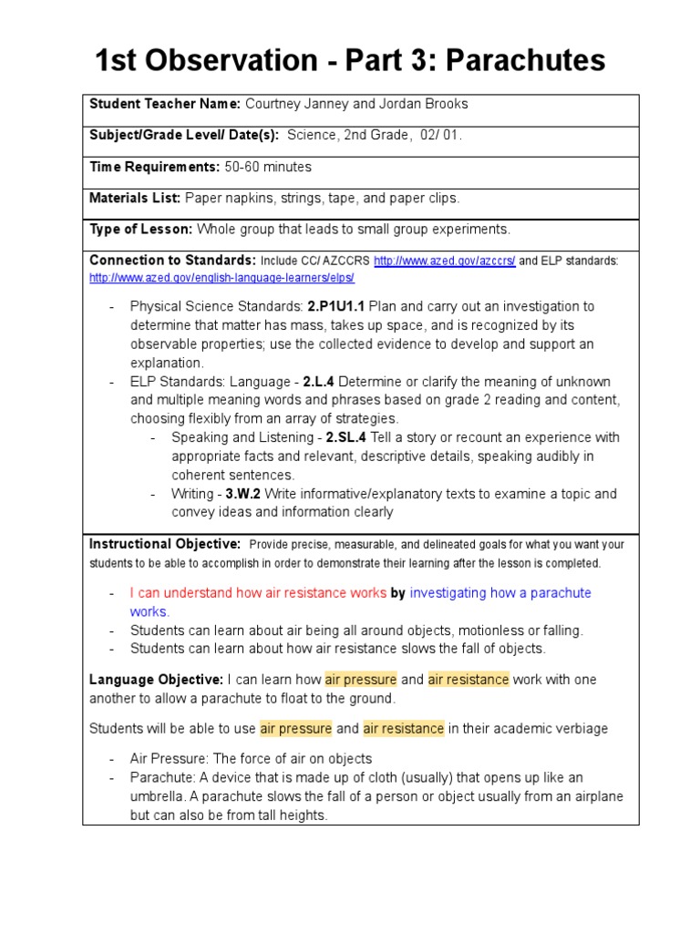 1st Observation - Part 3 Parachutes | PDF | Parachute | Science
