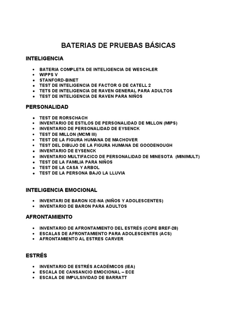 Pruebas Psicologicas | PDF