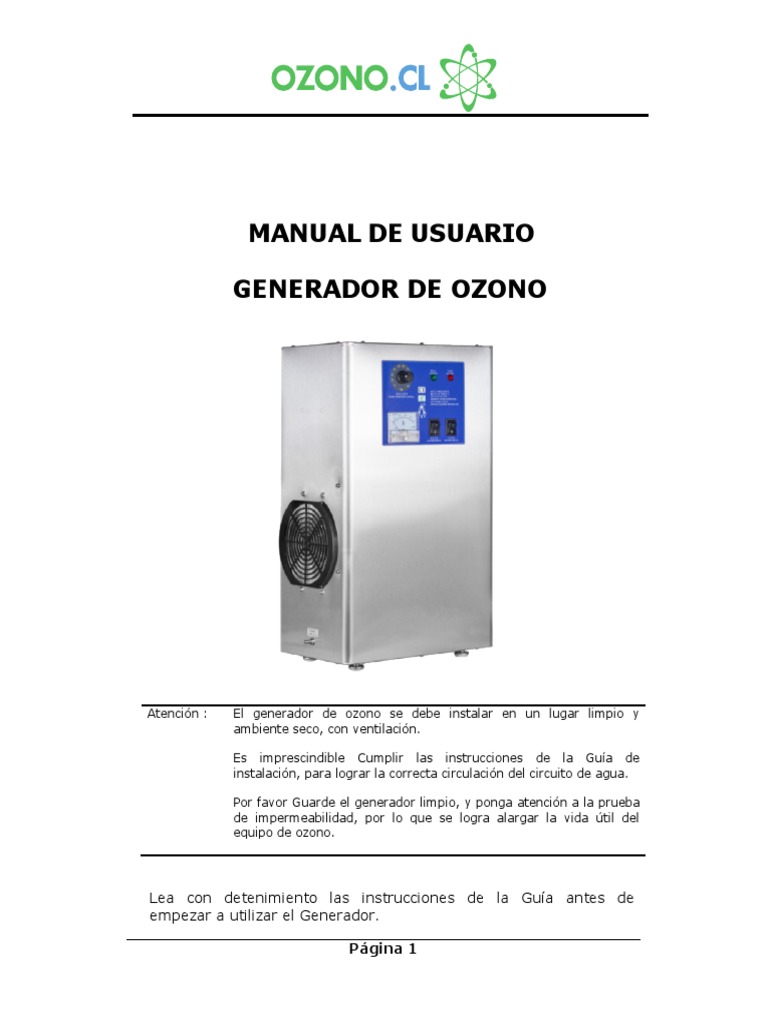 Manual de Usuario Generador de Ozono | PDF | Bienes manufacturados