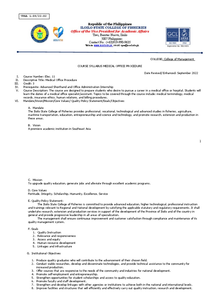 Medical Office Procedure | PDF | Medical Record | Learning