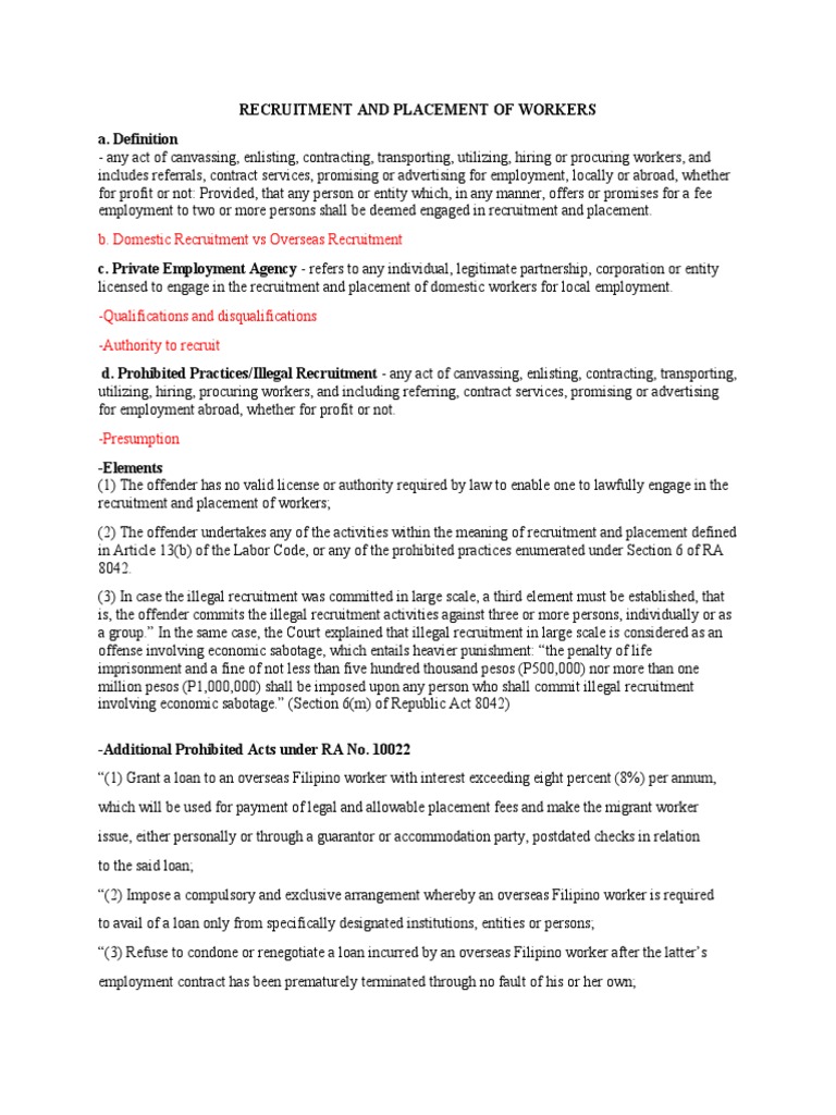 Recruitment and Placement of Workers | PDF | Employment | Justice