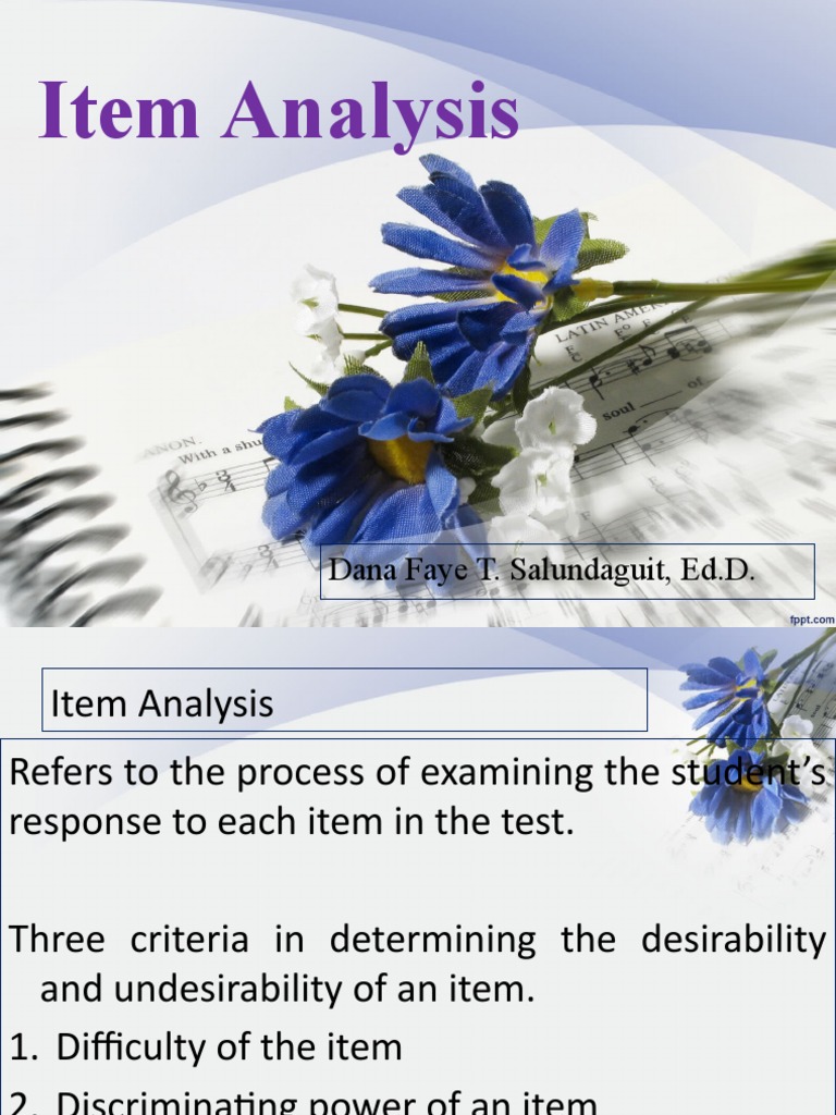 Item Analysis | PDF | Validity (Statistics) | Psychometrics