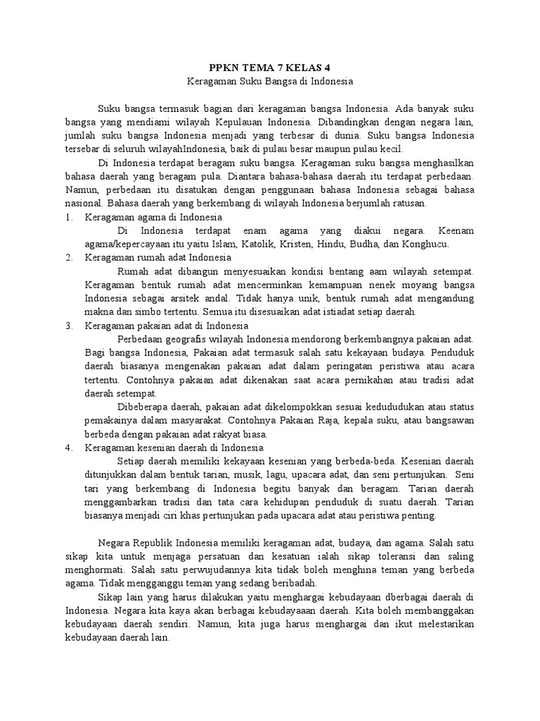PPKN Tema 7 Kelas 4 | PDF