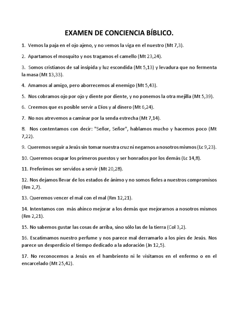 El Examen de Conciencia Bíblico. | PDF | Jesús | Concepciones de dios