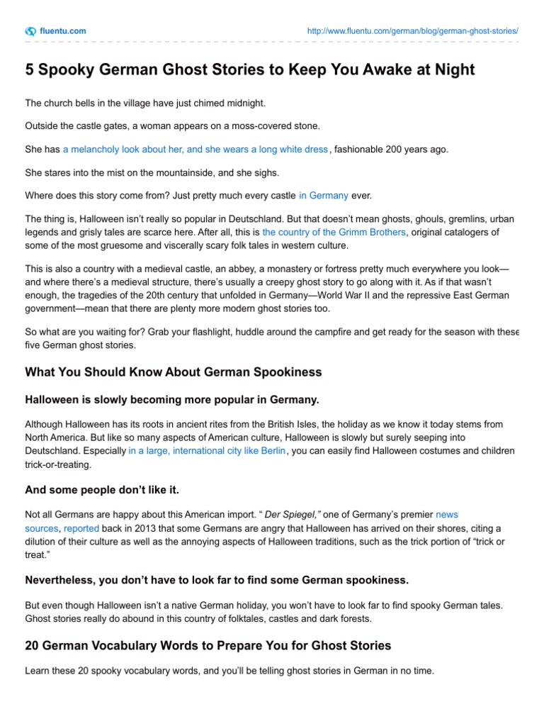 5 Spooky German Ghost Stories to Keep You Awake at Night | PDF | Folklore