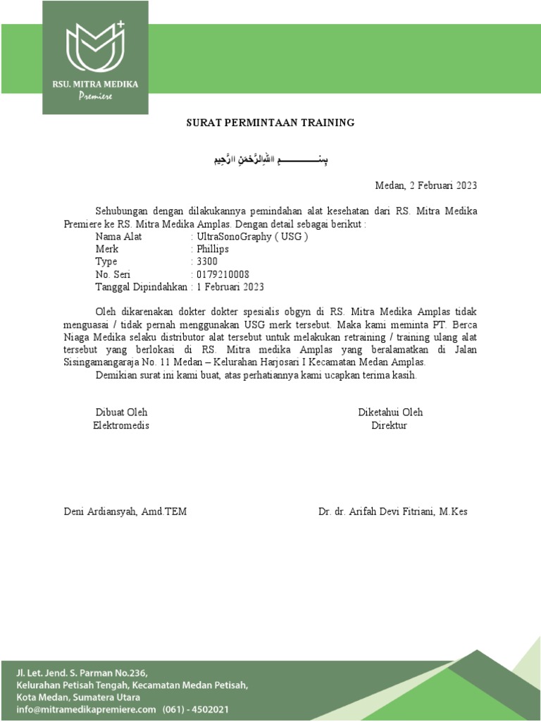 Surat Permintaan Training | PDF