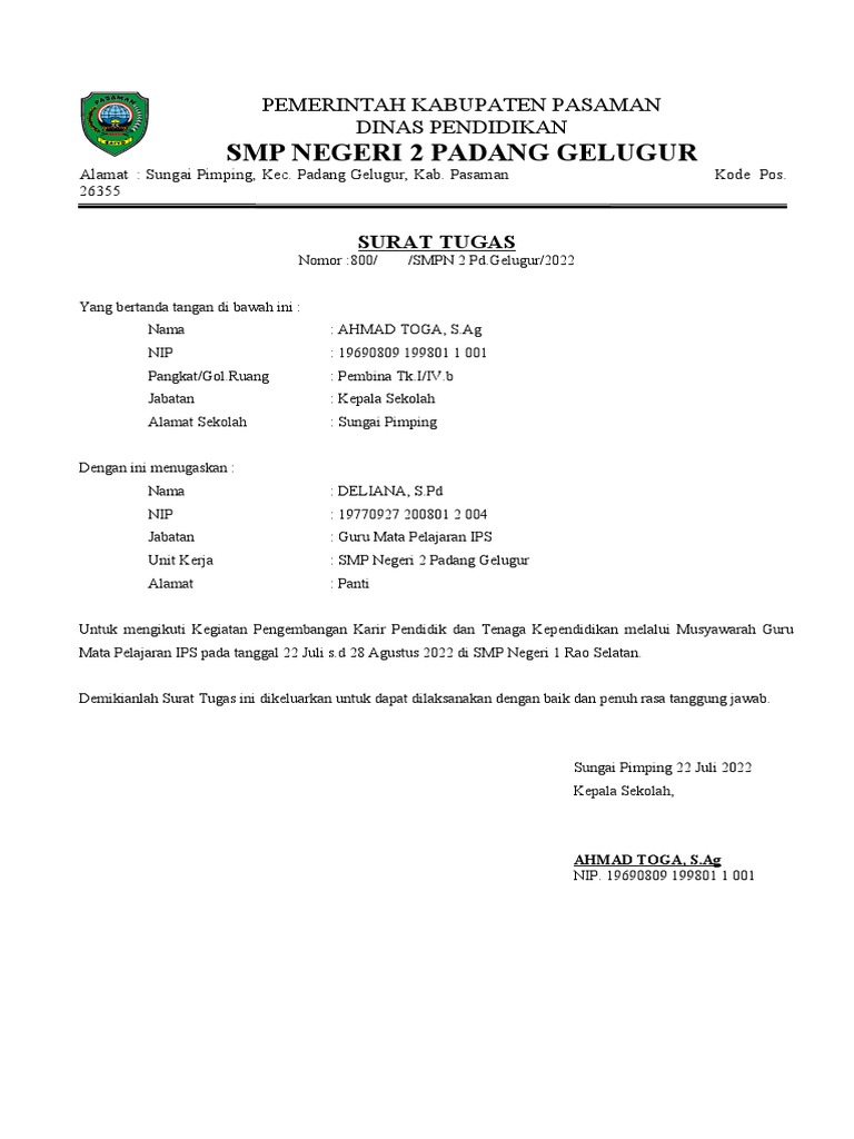 Surat Tugas MGMP | PDF